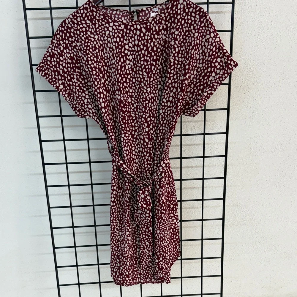 Dresses | Elegant Maroon Polka Dot Dress | Poshmark